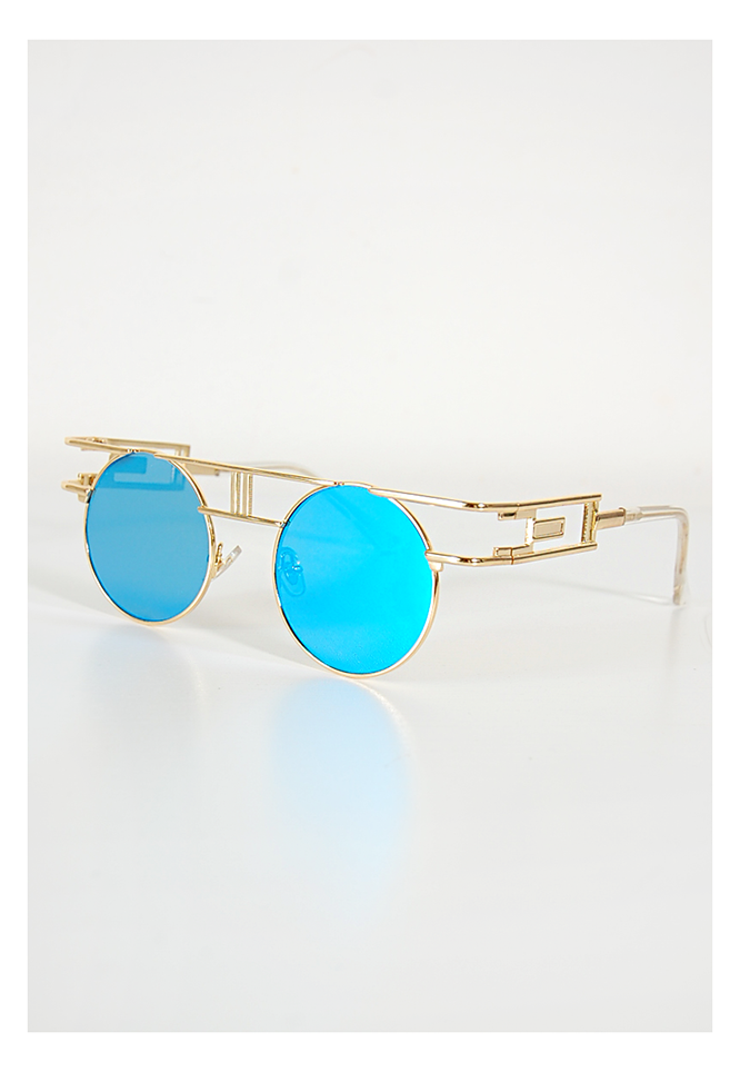 Burner round sunglasses | Blue lenses / Sunglasses retro style ...